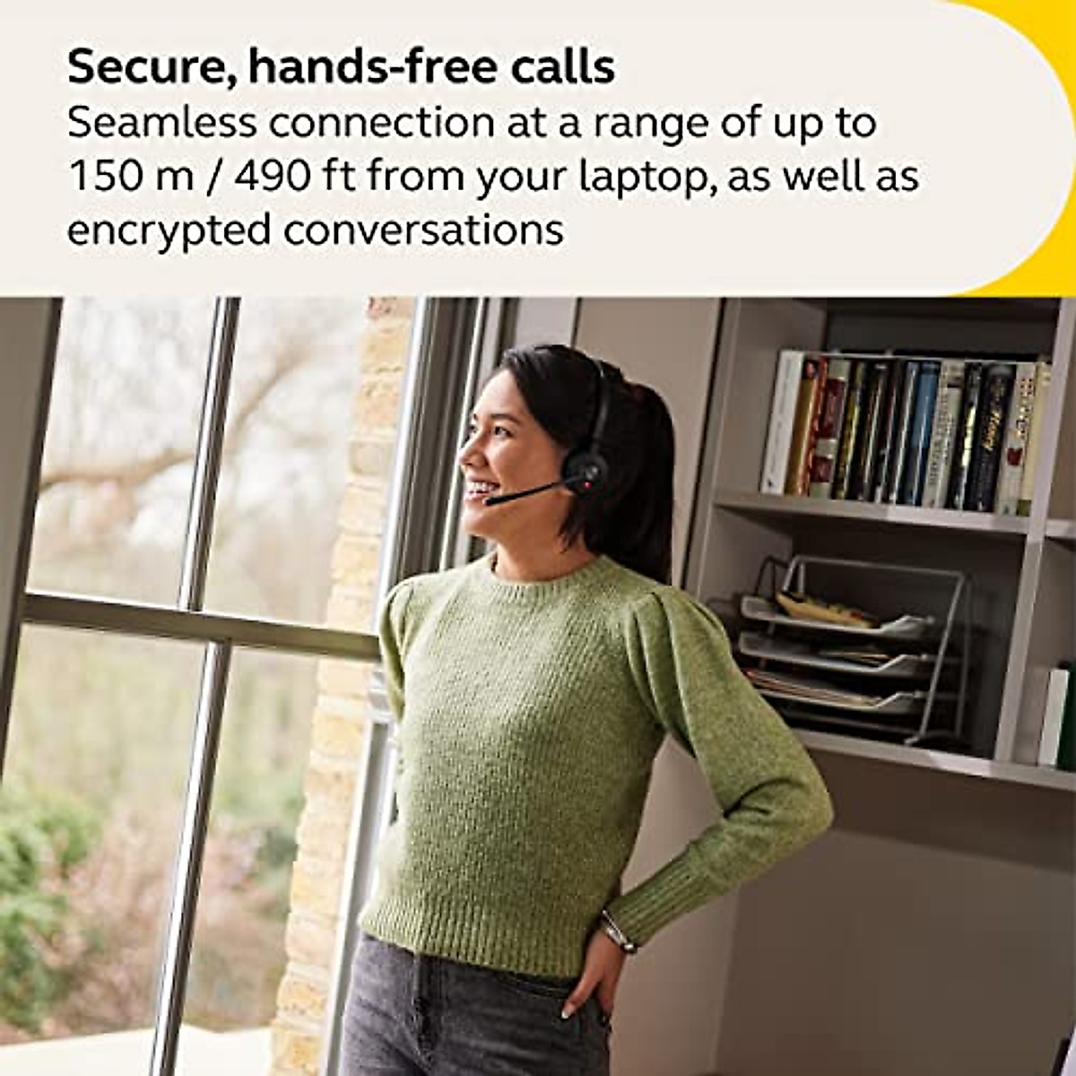 Jabra Engage 55 Stereo Wireless Headset with Link 400 USB-C DECT Adapter – Noise-Cancelling Microphone, Extensive Range, Hearing Protection – MS Teams Certified, Works with All Other Platforms – Black