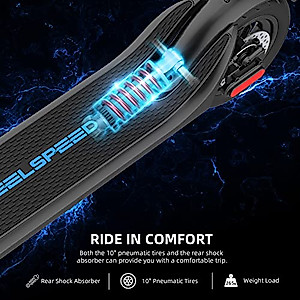 Wheelspeed Electric Scooter, 20-25 Miles & 15 MPH(Pro Ver. 35-40 Miles & 19 MPH) Commuting Electric Scooter, 350W Motor(Pro Ver. 400W) 10" Pneumatic Tires Foldable E-scooter Adult with Rear Suspension