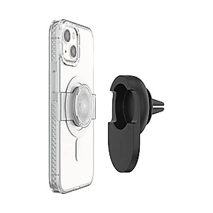 PopSockets: MagSafe Phone Grip, Phone Holder, Wireless Charging Compatible - Clear White & MagSafe Car Mount, Magnetic Phone Holder for Car, Phone Mount for Car – Black