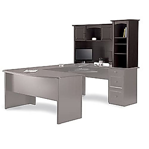 Realspace® Broadstreet 65"W Hutch for U-Shaped Desk, Walnut