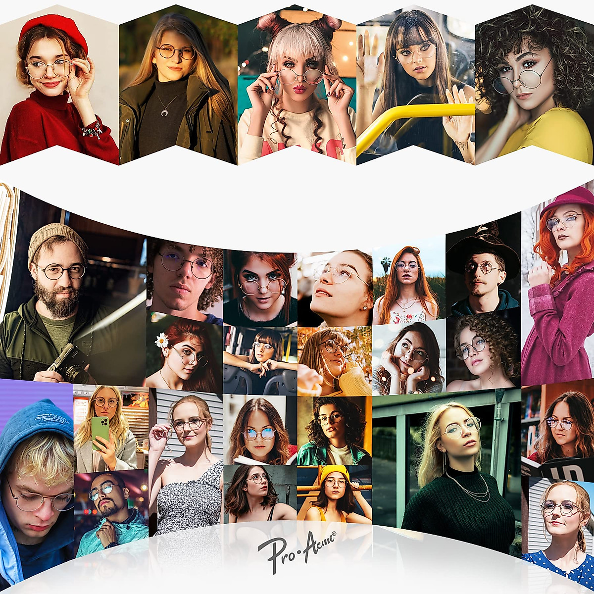 Pro Acme Non Prescription Clear Lens Glasses Retro Small Round Metal Frame (Gold)