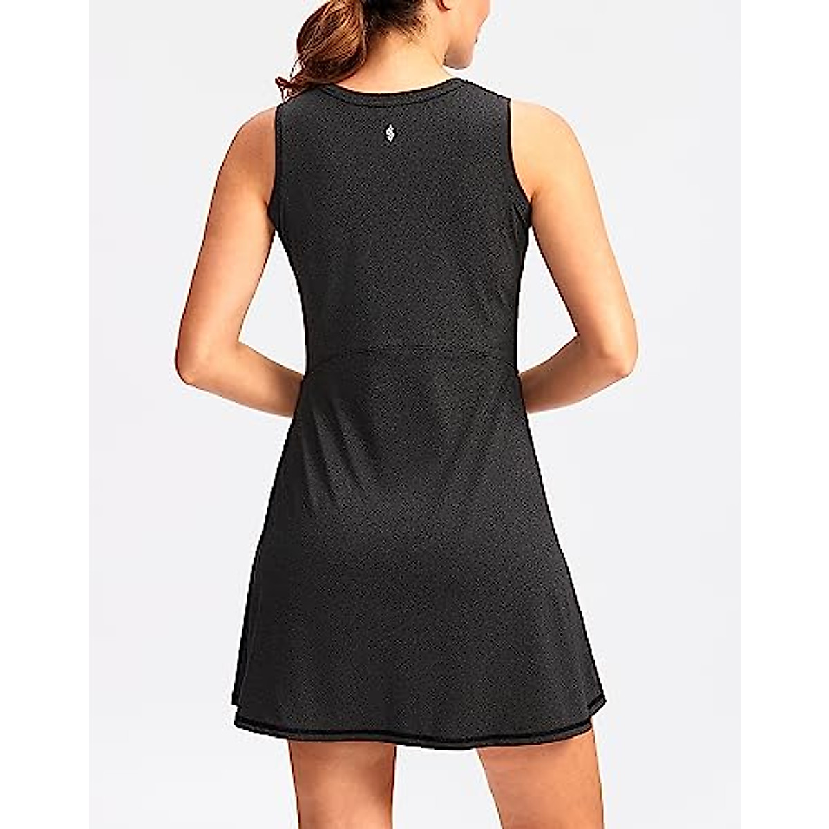 Soothfeel Women's Tennis Golf Dress with Built in Shorts Sleeveless Workout Active Athletic Dress for Women with 4 Pockets (Charcoal, S)