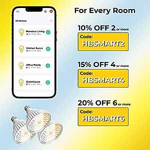 HAUS BRIGHT Smart LED Grow Light Bulb - Dimmable Warm, Cool & Daylight | Schedule & Timer | Full Spectrum Grow Lights Indoor Plants | Grow Lamp | E26/27 | 20W with 288 PPFD