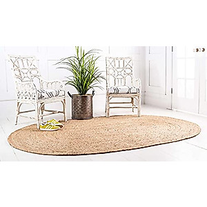 THE PIKKU INTERNATIONAL - Handmade Jute Rug Oval Hand Woven Farmhouse Jute Area Rug (7 x 11 ft)