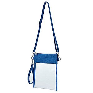 USPECLARE Clear Crossbody Purse Bag Stadium Approved Clear Tote Bag with Adjustable Shoulder Strap (Clear blue)