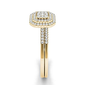 Diamond2Deal 10k Gold 0.33cttw Diamond Engagement Bridal Ring Wedding Band Ring Set (I2-Clarity-H-I-Color)