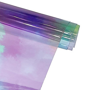 ONEART | Purple Tie Dye Fashion Clear TPU Vinyl, 0.4 mm Transparent Waterproof Jelly Roll for Creating Bows, Jewelry, Embroidery, Appliques