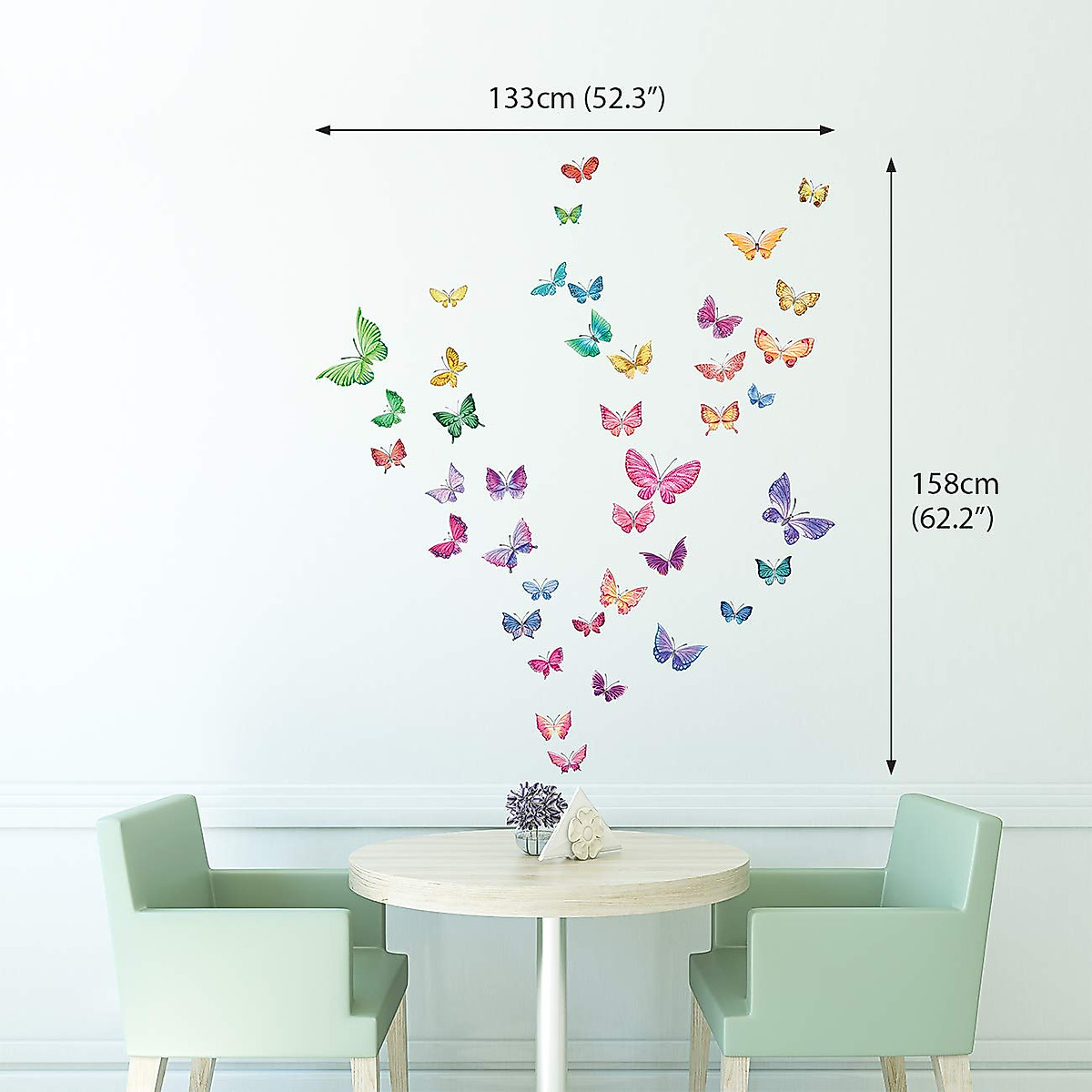 DECOWALL DS8-1602 Watercolour Butterflies Kids Wall Stickers Wall Decals Peel and Stick Removable Wall Stickers for Kids Nursery Bedroom Living Room d?cor