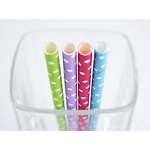RSVP International (PS-1000D) Dotted Paper Straws, 100 Count | Each Straw 7.34" Long | Lovely Design & Biodegradable | For Hot & Cold Beverages | For Parties, Events & More