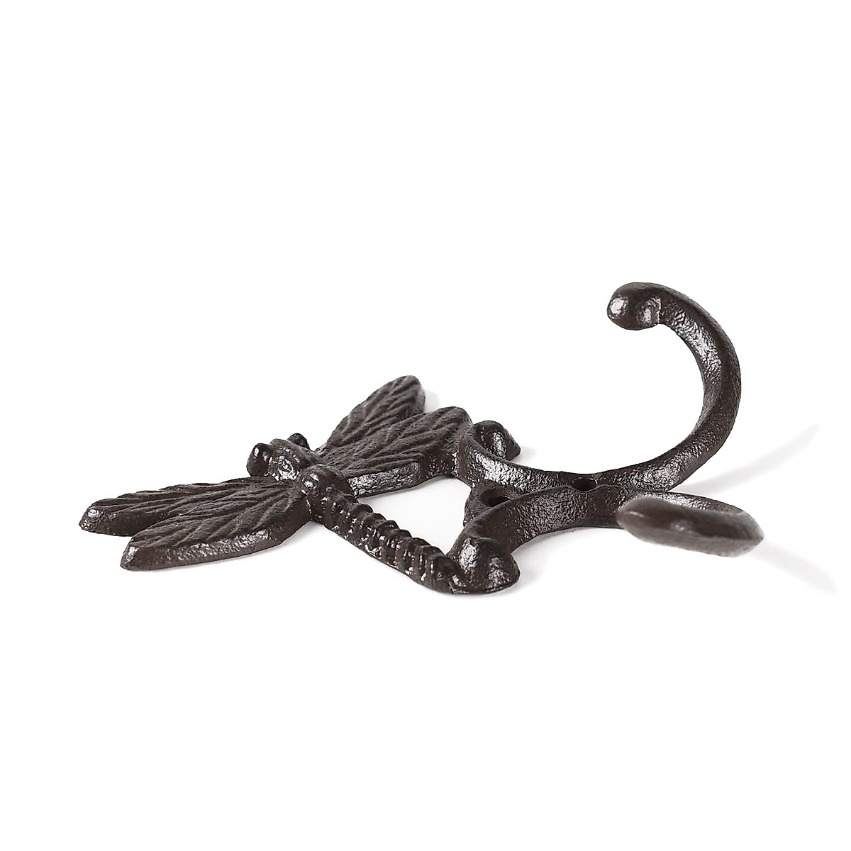 BRASSTAR Cast Iron Dragonfly Shape 2 Coat Hooks Wall Mount Hanging for Coats, Bags, Hats, Towels, Keys, Antique Replica Rust Color Home Art Decor TQGJPT276