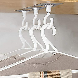 Heavy Duty Adhesive Wall Hook Under Cabinet Hooks for Hanging Clothes,Bag, Hat,Towel Hanger Kitchen Bathroom Wall Hanger Swivel Utility Hook (White)