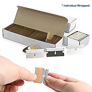 NEWISHTOOL Black Carbon Steel Single Edge Razor Blade, 300 PCS One Edge Razor Blades, Individual Wrapped Blade, Box Cutter Replacement Blades, Industrial Glass Scraper Razor Blade to Clean Stove, Oven