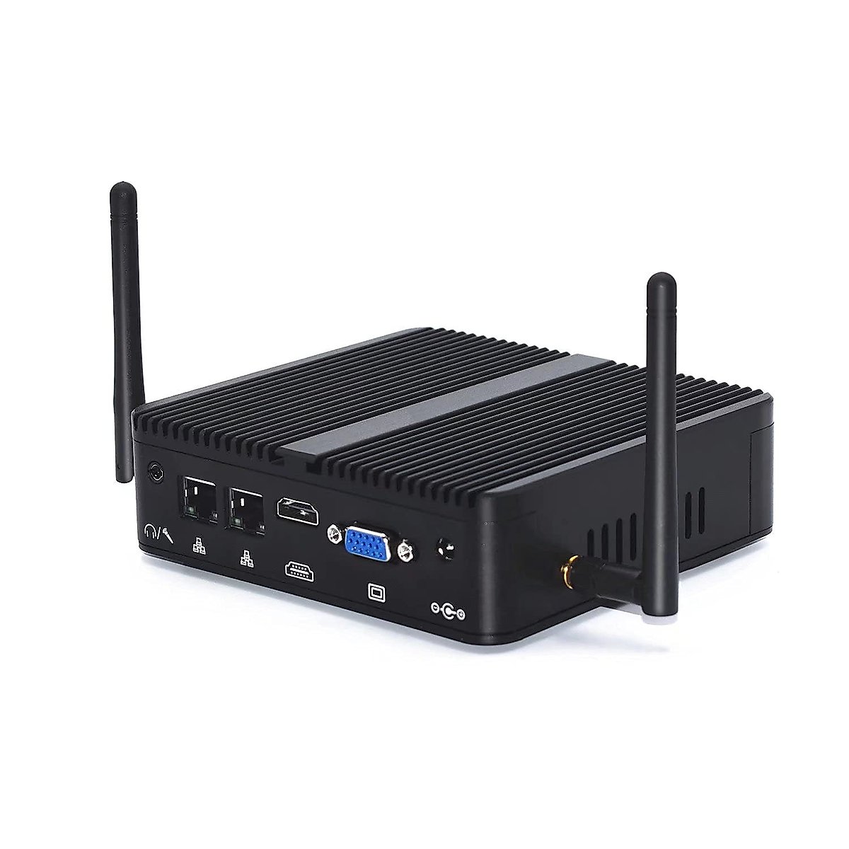 Fanless Mini PC Windows 11 pro, Celeron J4125, 4GB DDR4 RAM 256GB SSD, HD-MI, VGA, 4K Output, 2 RJ45 LAN, USB3.0, 2xRS232 COM, Dual Band WiFi AC, BT, Small Form Factor Computer, Auto Power On