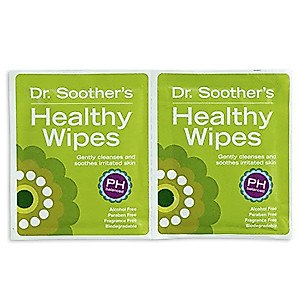 Dr. Soother's Healthy Wipes - PH Balanced Feminine Hygiene Wipes - Unscented - Hypoallergenic - Alcohol & Fragrance Free - 60 Individually Wrapped Cleansing Wipes for Women & Girls