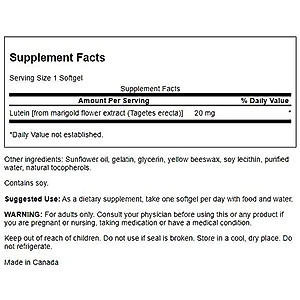 Swanson Lutein 20 Milligrams 120 Sgels (2 Pack)