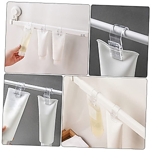 VOSAREA 12pcs Hook Clip Toothpaste Clip Coat Hangers Facial Face Wash Clear Shower Suction Hooks Mirror Holder Clips Bathroom Clear Hanging Clips Multipurpose Storage Hanging Clip