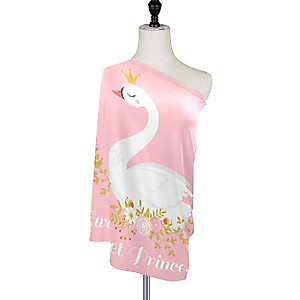Cute Swan Princess Baby Car Seat Covers, Nursing Cover Breastfeeding Scarf Soft Breathable Stretchy Coverage, Infant Stroller Cover for Boys Girls