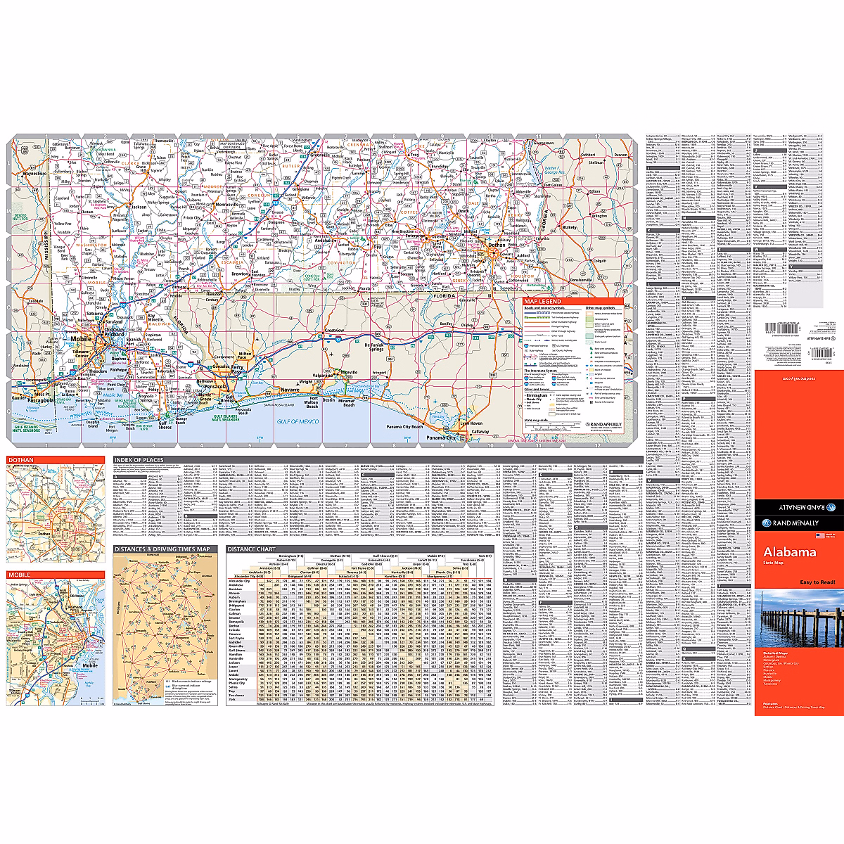 Rand McNally Easy To Read Folded Map: Alabama State Map