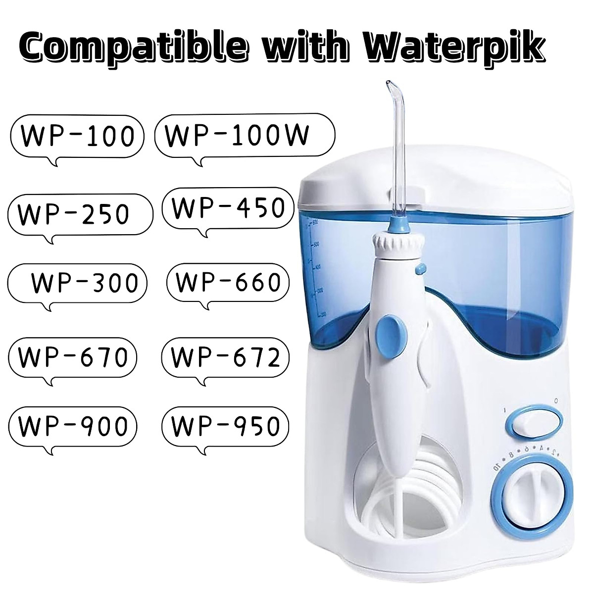 Replacement Hose and Handle Parts Compatible with Waterpik Replacement Parts - Waterpik Water Flosser WP-100 WP-140 WP-150 WP-900 Series Oral Irrigator, Oral Hygiene Accessories
