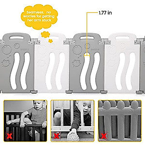 Baby Playpen, Ronipic Foldable Baby Playpen for Babies and Toddlers, Sturdy Safety Baby Fence with Gate, Kids Activity Centre,Shape Adjustable, Large Baby PlayYard with Anti-Slip Base (16 Panels)