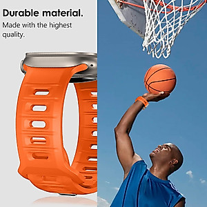 Wingle Sport Bands for Apple Watch Ultra 2 Band 49mm 45mm 44mm 42mm Series 9 8 7 for Men, Soft Silicone Rubber Watch Bands Waterproof Strap for iWatch Ultra/Ultra 2 SE Series 6 5 4 3 2 1, Black/Orange