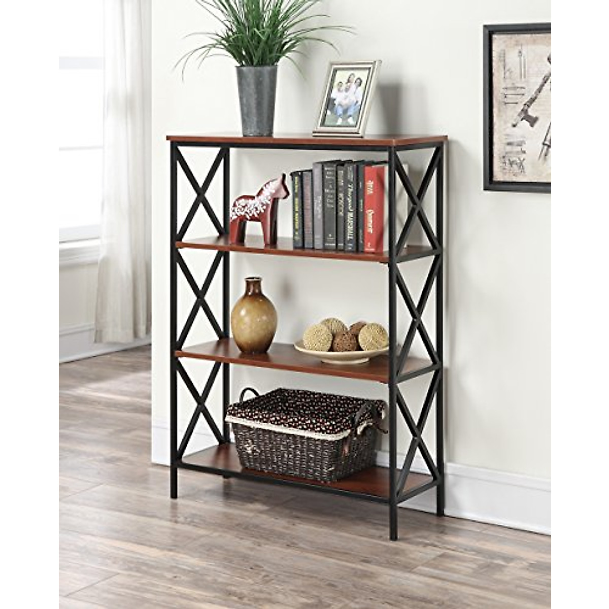 Convenience Concepts Tucson 4 Tier Bookcase, Black / Cherry