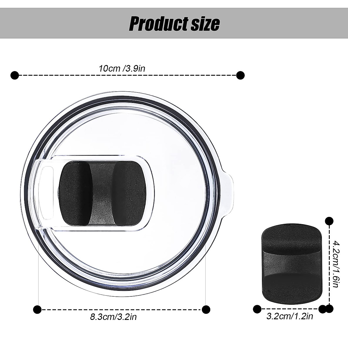 20oz Magnetic Tumbler Lid with 2 PCS Magnetic Slider Replacement, Magnetic Tumbler Replacement Lid Compatible with Yeti Rambler Old Style Rtic Ozark Trail