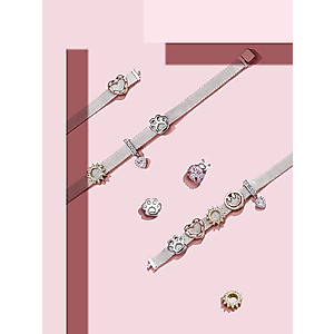 MEETCCY 925 Sterling Silver Reflexions Bracelet for Women Mesh Bracelet Clip Beads Safe Chain.Birthday Christmas for Friends Mothers Wife and Daughters (Love Heart Charms)