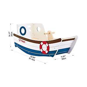 Hape Wooden High Seas Toddler Rocking Ride-On| Early Explorer Wooden Rocker Rocking Ride for Toddlers