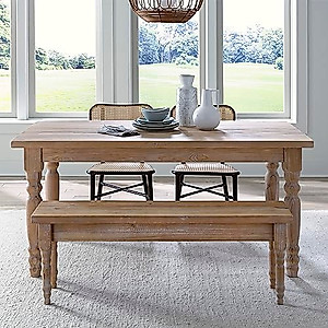 Grain Wood Furniture Valerie Solid Wood Bench, Driftwood