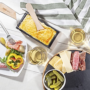 Cheese Raclette w Foldable Handle- Candlelight Cheese Melter Pan w Spatula and 3 Tea Light Candles - Melts in Under 4 Minutes, Small Portable, Great for Dinner Parties, Appetizers, Housewarming Gift