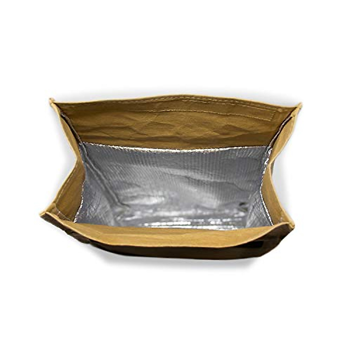 ZENPAC Insulated Lunch Bag - Small Lunch Bags for Men & Women, Designer Lunch Tote, Trendy Washable Kraft, Reusable, Leakproof & Waterproof Fabric with Fold Over Sealable Top for Work - 8.5x4.5x12