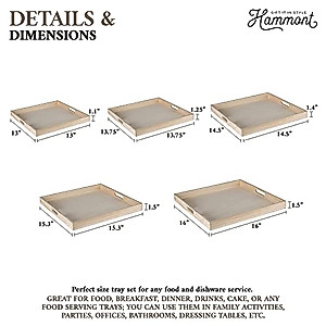 Hammont Wooden Square Nested Serving Trays (Largest Tray is 16") 5 Piece Set of Wood Trays for Crafts with Cut Out Handles | Kitchen Nesting Trays for Serving Pastries, Snacks, Mini Bars, Chocolate