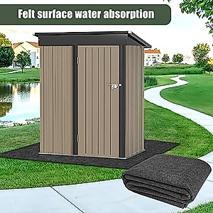 YEXEXINM 5.3 x 3.3 FT Outdoor Storage Shed Mat-Waterproof Dustproof Outdoor Carport Mat- Backing Prevents Liquid Penetration，Anti-Slip Patio Furniture Floor Mat for Protect Storage Shed Floor，Grey