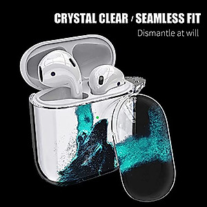 POKABOO for AirPods Case, Clear Soft TPU Protective Cover Case for AirPods 2 & 1 Wireless Charging Case Headphone Case with Keychain (Wolf)