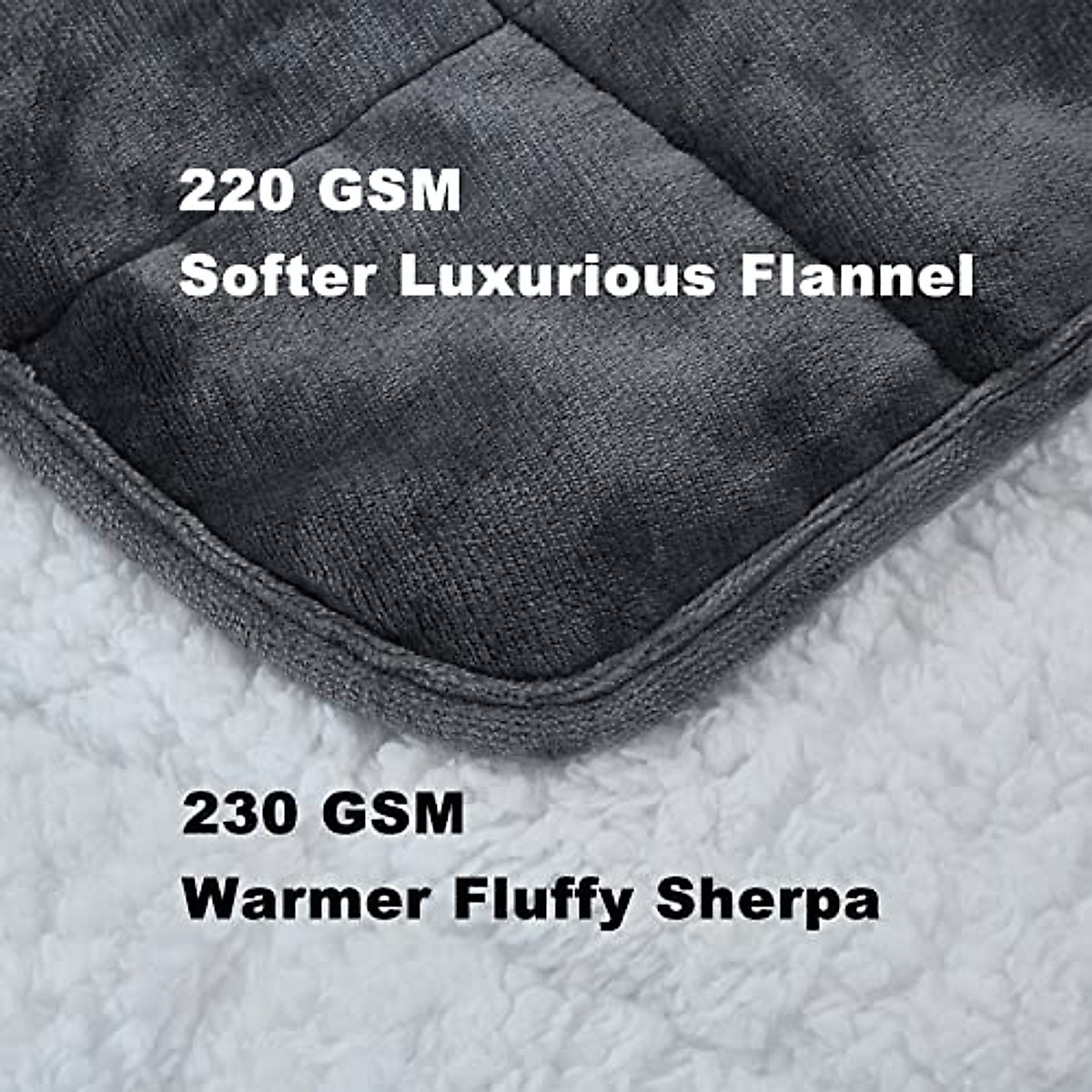 HOSUKKO Weighted Blanket - Grey 60"x80" 20lbs Flannel Sherpa Breathable Soft Warm Thick Heavy Blanket with Premium 0.8mm Glass Beads Big Winter Blanket Throw for Adult
