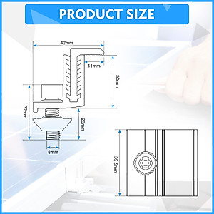 Zhengmy Solar End Clamp Solar Panel Mounting Z Bracket Mid Clamps Aluminum Rail End Clamps Adjustable Panels Grounding Gutter Kit for Solar Panel PV Mounting System Install Accessories (10 Pack)