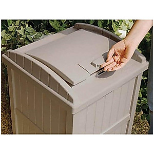 Suncast 30-33 Gallon Deck Patio Resin Garbage Trash Can Hideaway, Taupe (3 Pack)