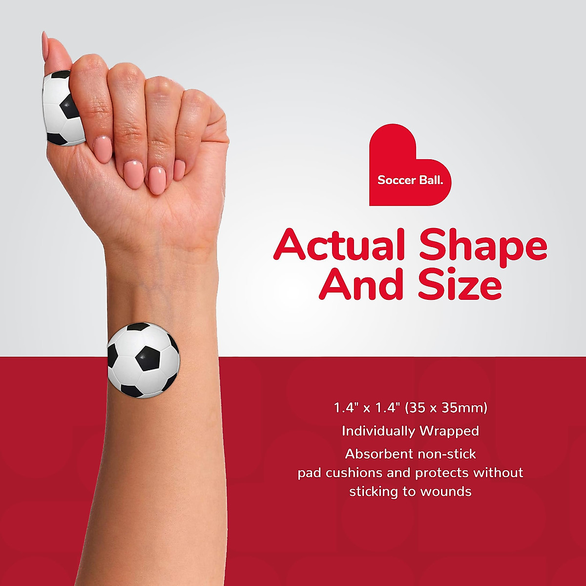 BioSwiss Bandages, Soccer Ball Shaped Self Adhesive Bandage, Latex Free Sterile Wound Care, Fun First Aid Kit Supplies for Kids, 24 Count