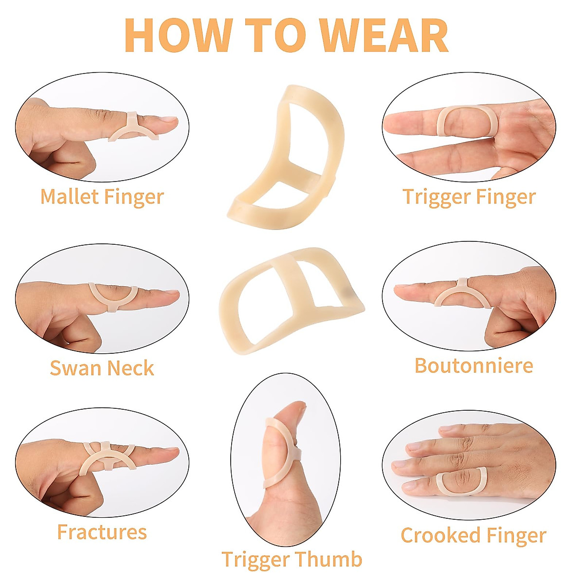 CAGSIG Oval Finger Splints, 5PCS Oval Trigger Finger Splint for Trigger/Mallet/Arthritis/Straightening, Trigger Finger Brace for Thumb Middle Pinky or Ring Finger -Size 6,7,8,9,10