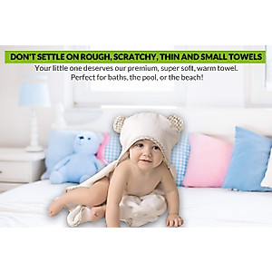 Channing & Yates Premium Organic Baby Bath Towel and Washcloth Set - Soft Baby Towels and Washcloths are Baby Bath Essentials - Baby Hooded Towel - Girl/Boy Baby Bath Towels (Beige/White)
