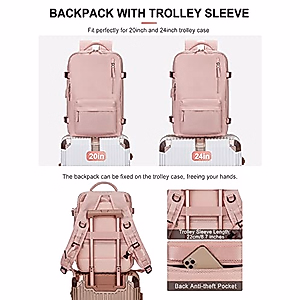 VGCUB Carry on Backpack,Large Travel Backpack for Women Men Airline Approved Gym Backpack Waterproof Business Laptop Daypack,Pink Large