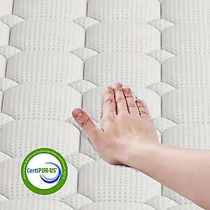 MRH 12 Full Mattress Cooling Gel Memory Foam Hybrid Mattress Medium-Firm Breathable Pressure Relief White Mattress CertiPUR-US Certified Mattress with Individually Pocket Springs for Kids and Adults