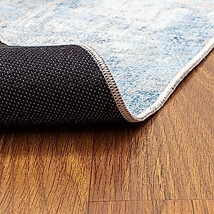 Super Area Rugs Modern Blue/Gray Machine Washable Rug - Crafted in USA - 8' X 10' Rectangle Pet/Kids Friendly Rug