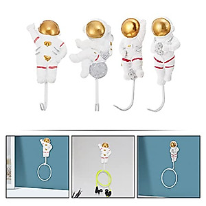 VOSAREA Car Decor Wall Hooks Coat Hooks 4Pcs Astronaut Wall Hook Heavy Duty Adhesive Wall Hangers Towel Coat Bag Hat Key Hanger Rack Hooks for Home Bathroom Kitchen Wall Hooks Coat Hooks Wall Hooks