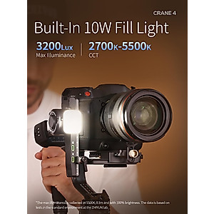 ZHIYUN Crane 4 Combo, 3-Axis Gimbal Stabilizer for DSLR and Mirrorless Camera, Nikon Sony Panasonic Canon Fujifilm BMPCC 6K, Fill Light, PD Fast Charge