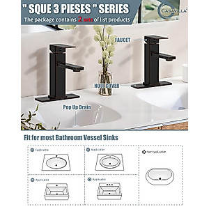 Casavilla Bathroom Sink Faucet-2 Sets, Oil Rubbed Bronze Bathroom Faucet with Pop-up Drain and 6 Inch Deck Plate, Single Handle Faucet for Bathroom Sink (2 Holes), Modern Farmhouse RV Sink Faucet