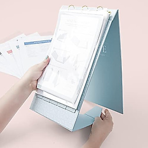 PPP Home Easel 10 Blue Mylar Tabs | Built-in Magnetic Closure | 3 Ring with 30 Heavyweight Sheet Protectors | Hardcover with Matte Lamination Finish | Recipe Book Holder | 10"x14" Size
