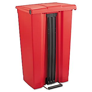 Rubbermaid Commercial Products Slim Jim Front Step On Trash Can, Red, 23-Gallon, Hands-Free Garbage Can for Medical Waste in Hospitals/Lab/Emergency/Patient Rooms
