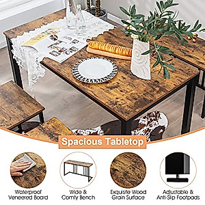 Giantex 4 Piece Dining Table Set, Kitchen Table and Chairs for 4, Nesting Furniture Set w/Bench & 2 Stools, Space-Saving Table Set, Modern Desk Set for Dining Room Restaurant